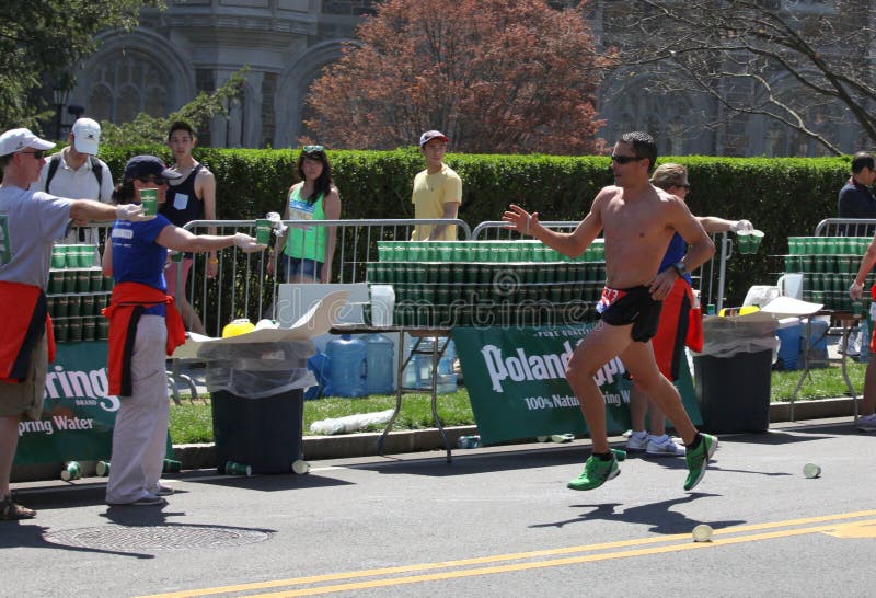 Getting Water on the Marathon Editorial Photo - Image of hill, newton ...