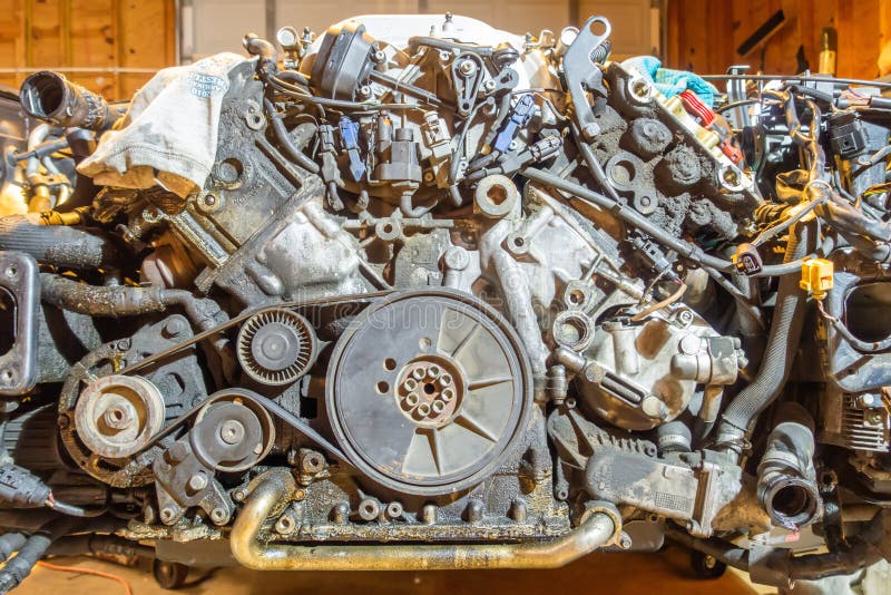 Getting Work Done on Old Engine To Be Rebuilt Stock Image - Image of ...