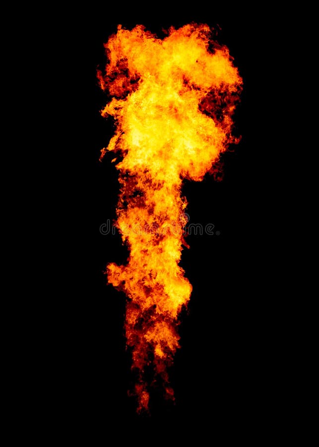 Getto Del Fuoco Isolato Sul Nero Fotografia Stock - Immagine di calore ...