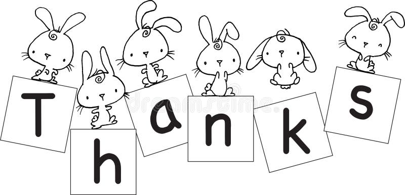 Vector Cartoon Animals Rabbit Thank You Card Design Stock Vector ...