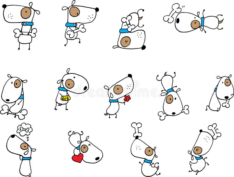 Vector Cartoon Dogs Puppy Action Set Stock Vector - Illustration of ...
