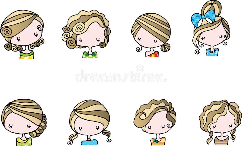Vector Illustration Cartoon Girl Hairstyle Series Stock Vector ...