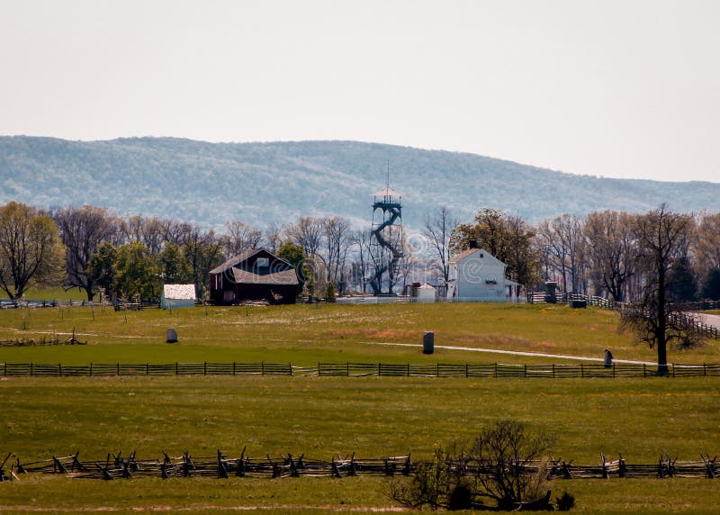 Gettysburg Landscape with Viewing Tower in Background Stock Image ...