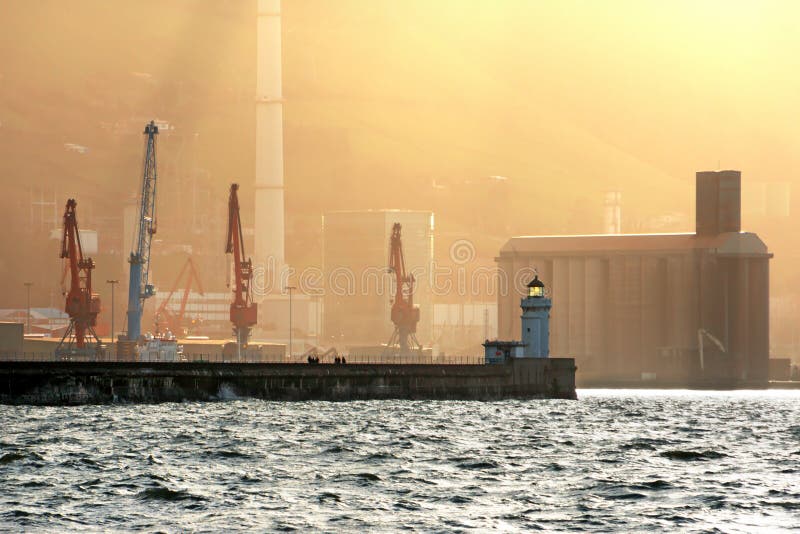 Getxo dock with lighthouse stock image. Image of recreation - 30322333