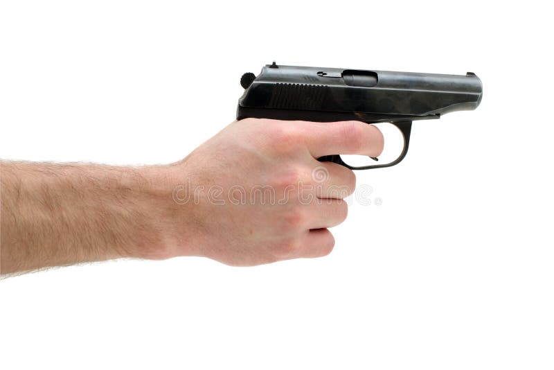 Pistole in der Hand stockbild. Bild von bewaffnet, getrennt - 19457725
