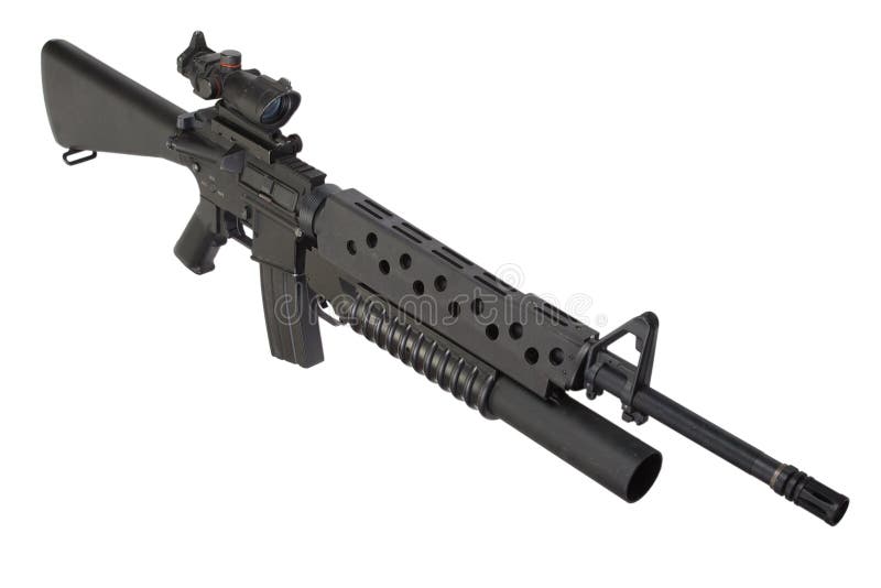 Gewehr M16 Mit Einem Granatwerfer M203 Stockfoto - Bild von militärisch ...