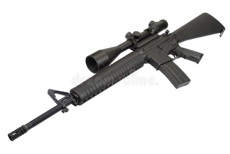 Gewehr M16 Mit Zielfernrohr Stockbild - Bild von militärisch ...