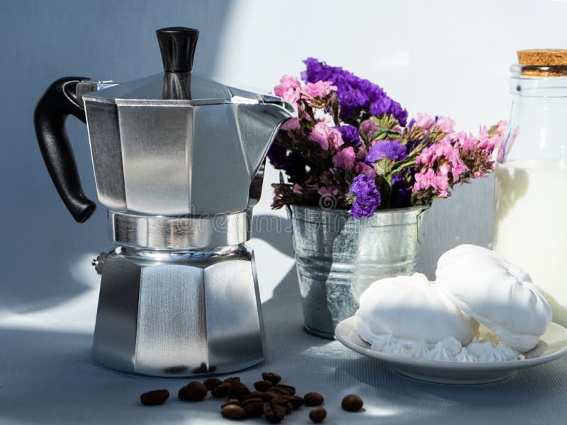 Geyser Coffee Maker. Silver Geyser Machine is a Device for the Kitchen ...