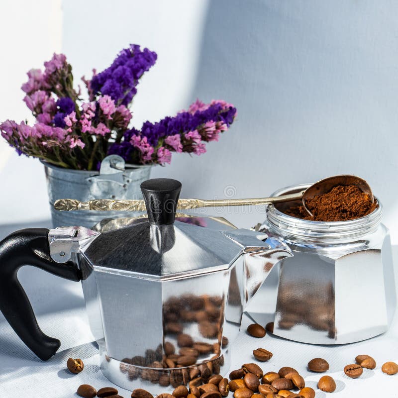 Geyser Coffee Maker. Silver Geyser Machine is a Device for the Kitchen ...