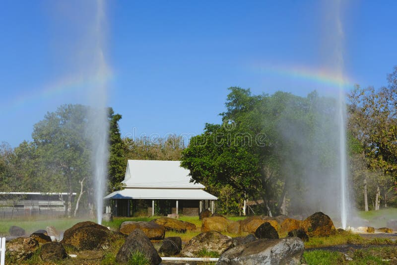 Geyser Eruption. Exploding Hot Spring Geothermal Water Stock Photo ...