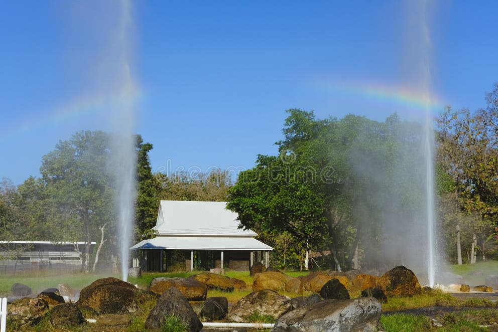 Geyser Eruption. Exploding Hot Spring Geothermal Water Stock Photo ...
