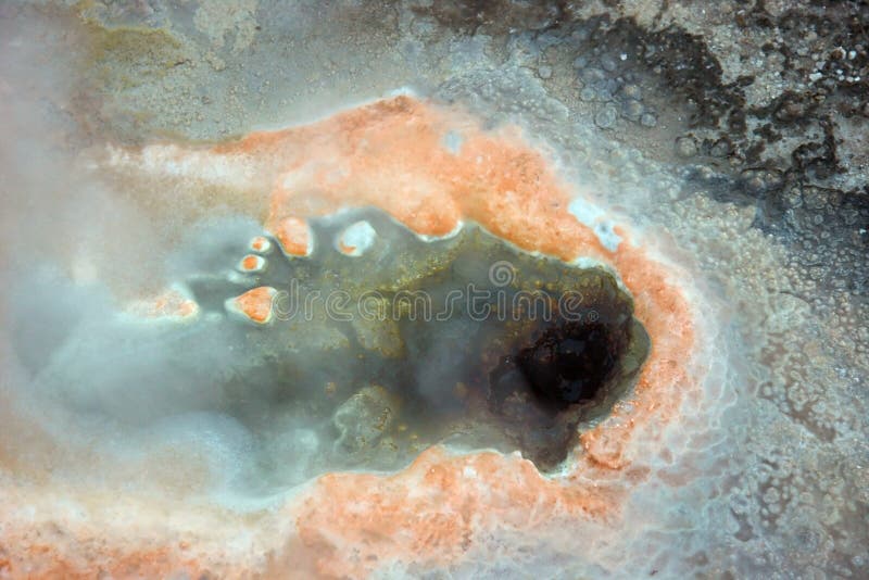 Geyser Hole with Orange Sediments Stock Image - Image of nature ...