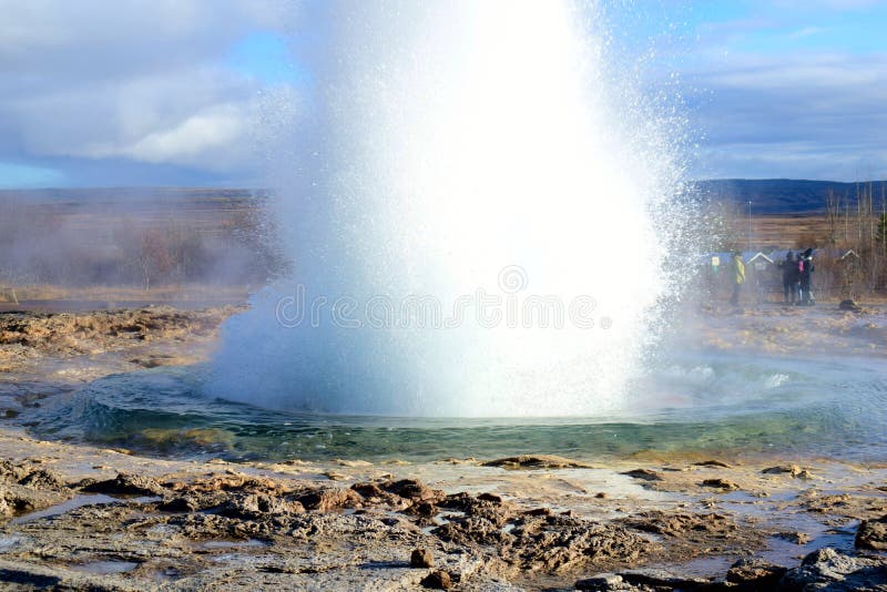 Geyser in iceland stock photo. Image of beginning, beautiful - 131944974