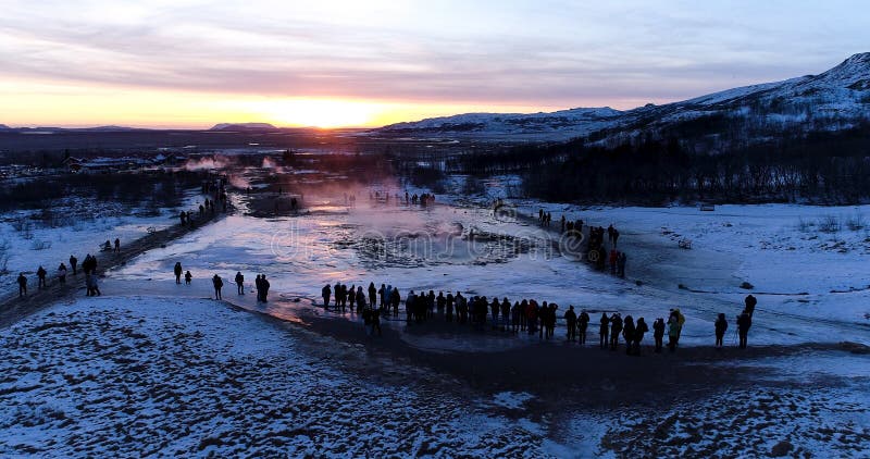 Geyser Landscape in Aerial View Stock Photo - Image of geology, midway ...