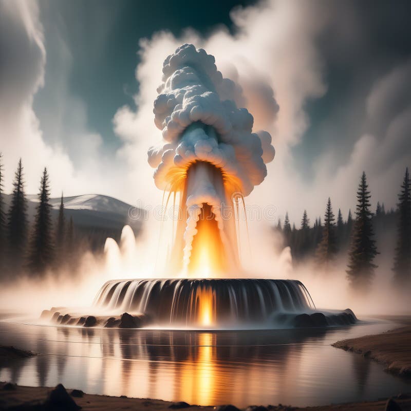 Geysers Explode, Ai-generatet Stock Illustration - Illustration of ...