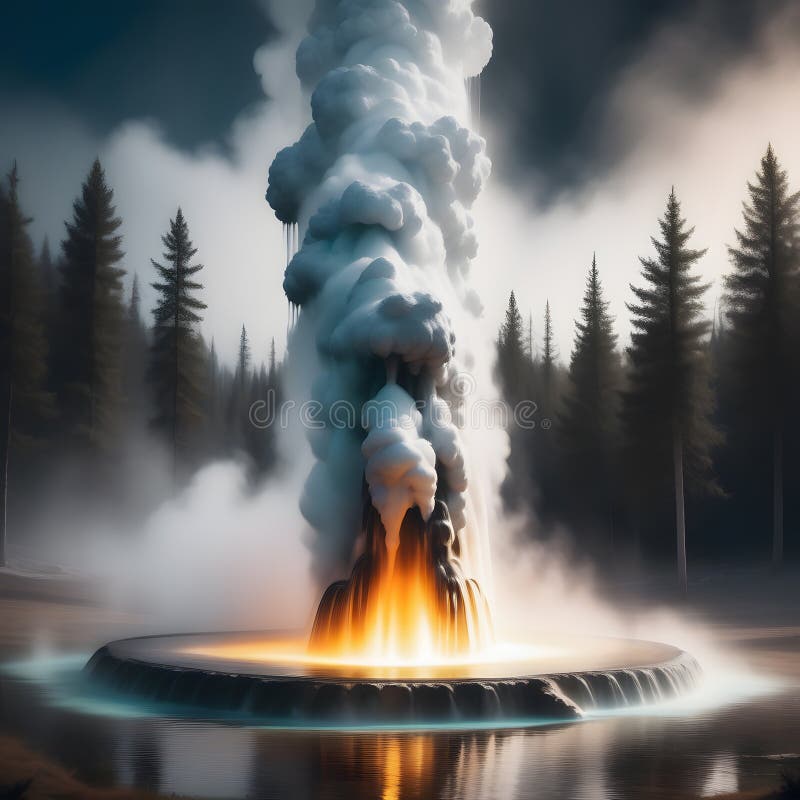Geysers Explode, Ai-generatet Stock Illustration - Illustration of ...