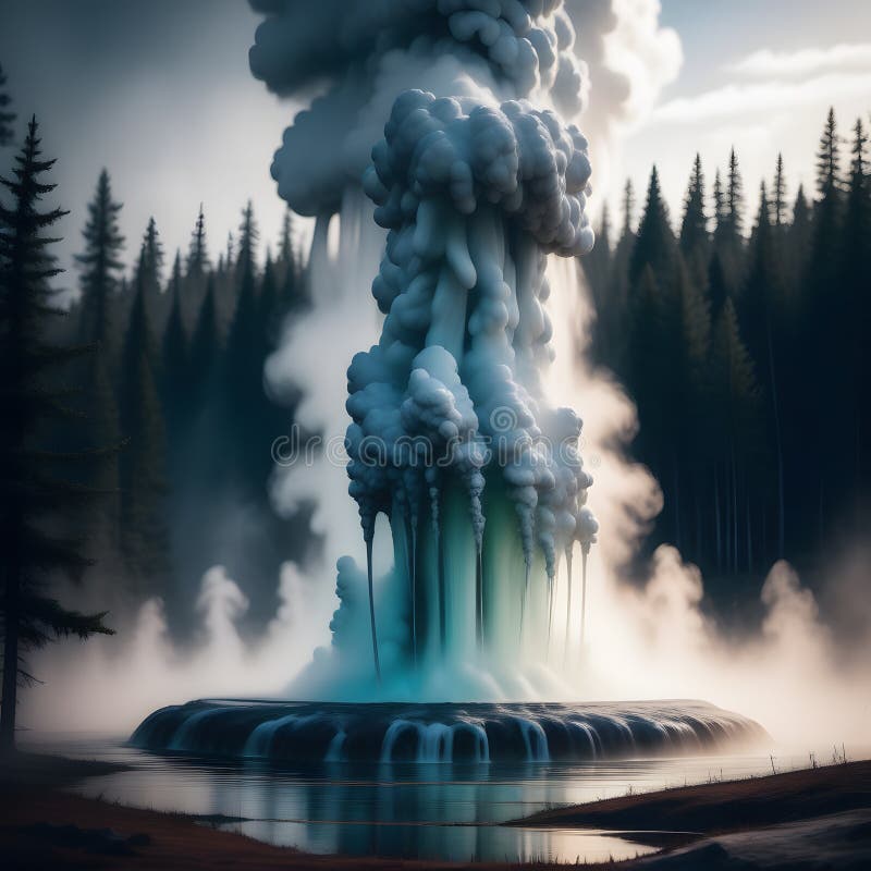 Geysers Explode, Ai-generatet Stock Illustration - Illustration of ...