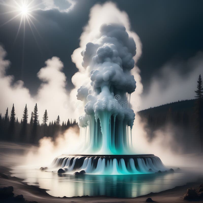 Geysers Explode, Ai-generatet Stock Illustration - Illustration of wild ...