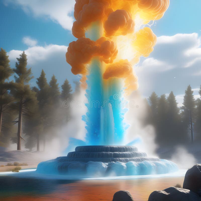 Geysers Explode, Ai-generatet Stock Image - Image of spectacle ...