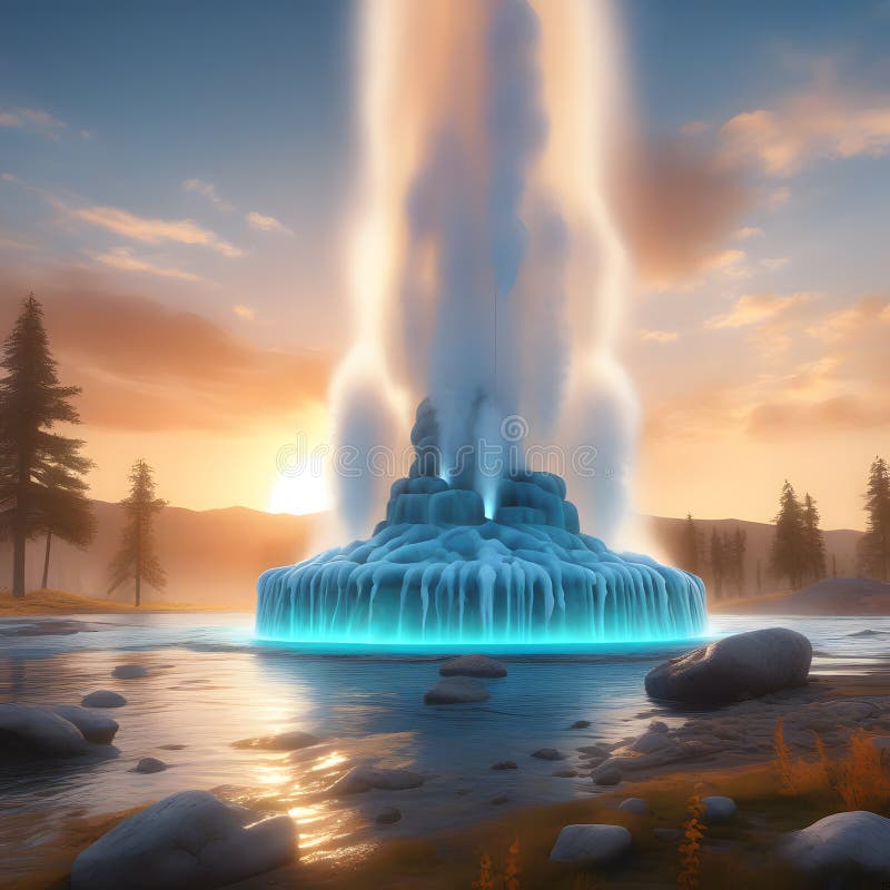 Geysers Explode, Ai-generatet Stock Illustration - Illustration of ...