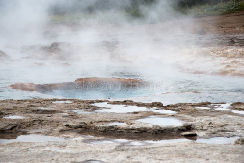 Geysir during Low Level. Hot Water and Steam Stock Photo - Image of ...