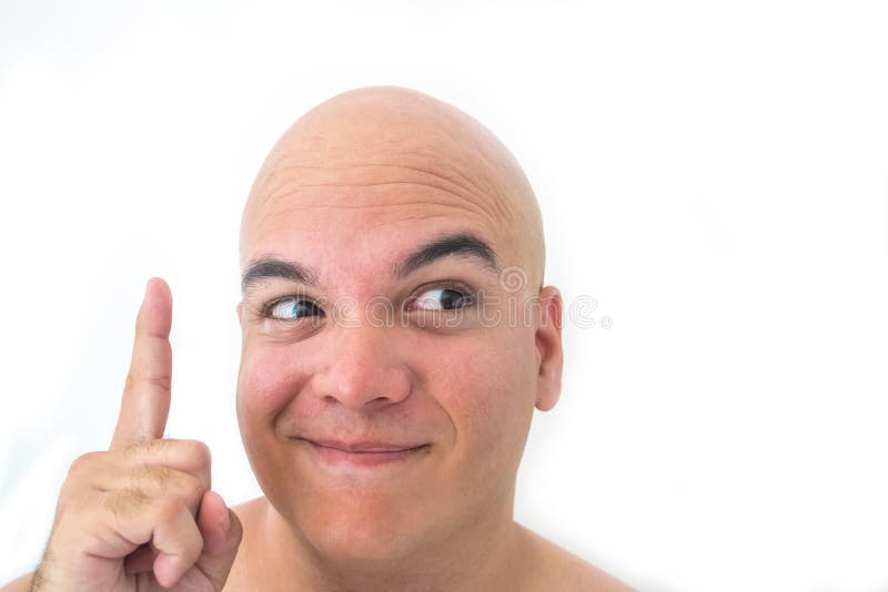 Gezicht Van Een Kale Mens Op Witte Achtergrond Stock Afbeelding - Image ...