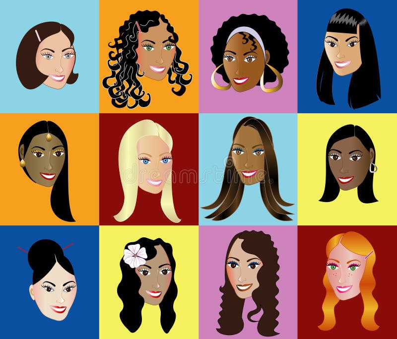 Vrouwen Gezichten 2 vector illustratie. Illustration of schoonheid ...