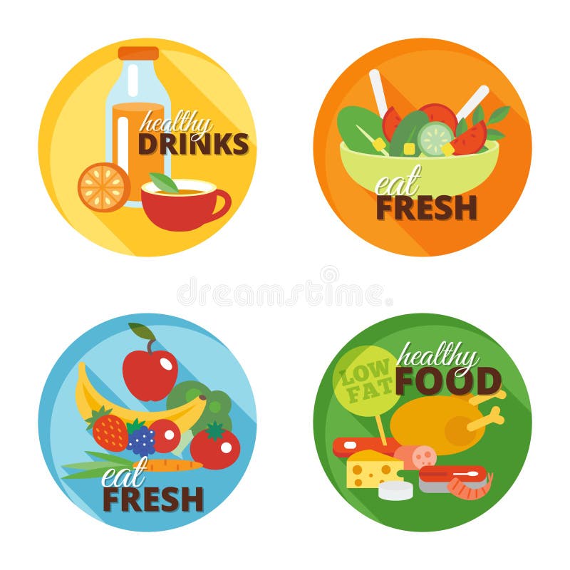 Gezond Het Eten Vlak Pictogram Vector Illustratie - Illustration of ...