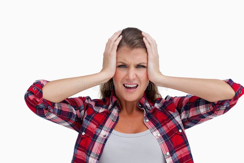 Geïrriteerde Vrouw Met De Handen Op Haar Hoofd Stock Afbeelding - Image ... Geïrriteerde Vrouw Met De Handen Op Haar Hoofd Stock Afbeelding - Image ...