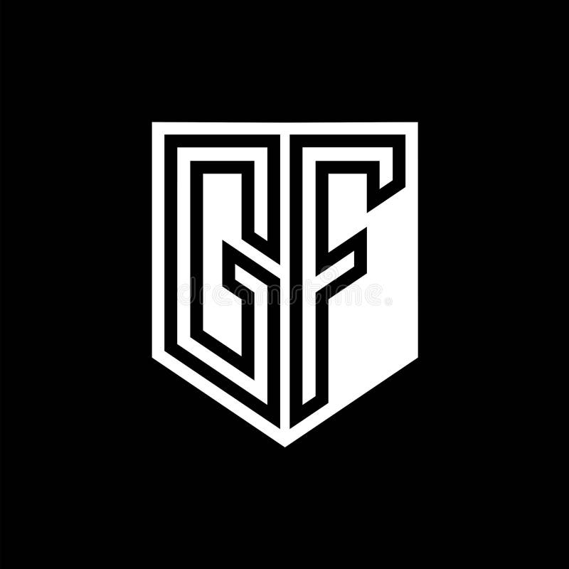 GF Logo Monogram Shield Geometric Black Line Inside White Shield Color ...
