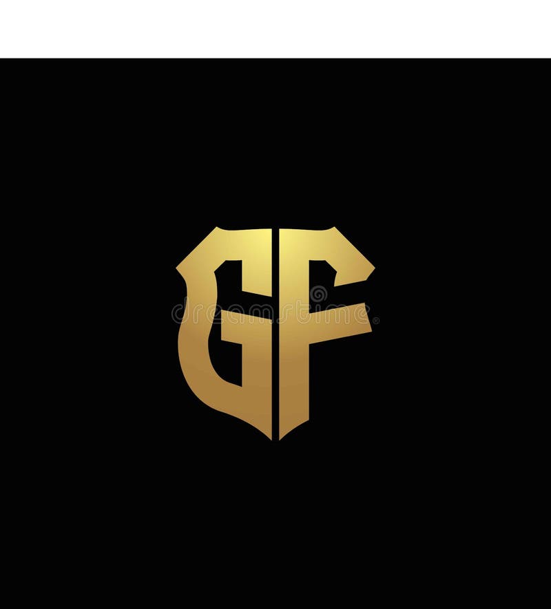 GF Logo Monogram with Gold Colors and Shield Shape Design Template ...