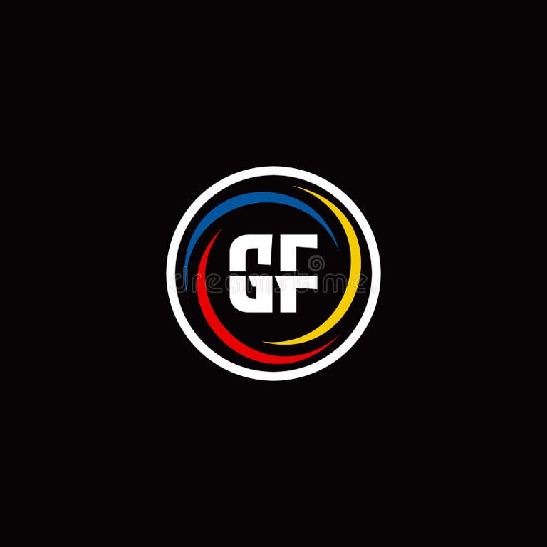 GF Monogram Logo Isolated on Circle Shape with 3 Slash Colors Rounded ...