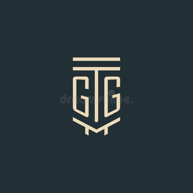 GG Initial Monogram with Simple Line Art Pillar Logo Designs Stock ...