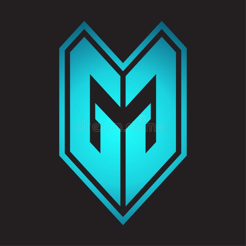 GG Logo Monogram with Emblem Line Style Isolated on Blue Gradient ...