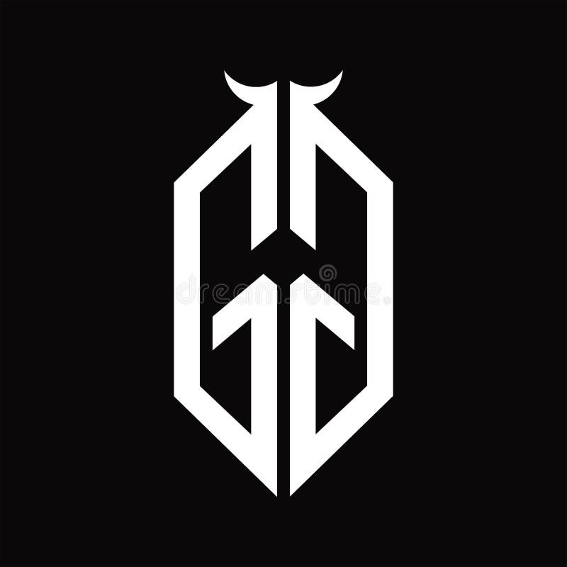 GG Logo Monogram with Horn Shape Isolated Black and White Design ...