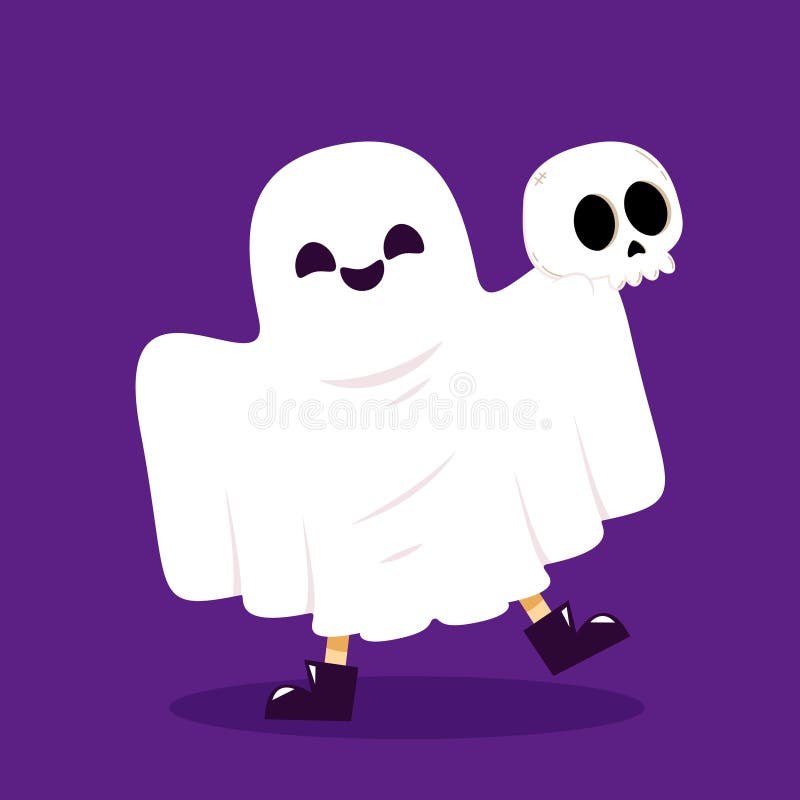 Vector Isolated Ghost Under White Sheet with Legs Sticking. Stock ...
