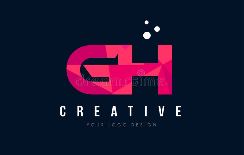 GH G H Letter Logo with Purple Low Poly Pink Triangles Concept Stock ...