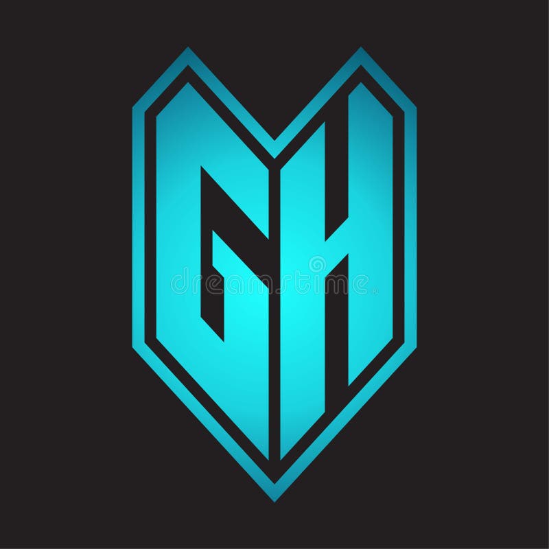 GH Logo Monogram with Emblem Line Style Isolated on Blue Gradient ...