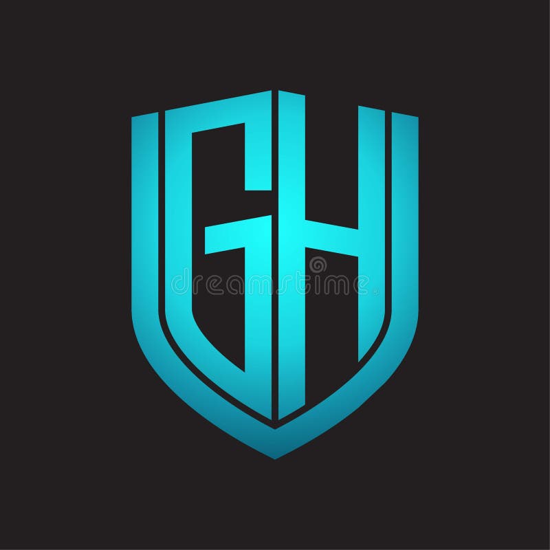 GH Logo Monogram with Emblem Shield Design Isolated with Blue Colors on ...