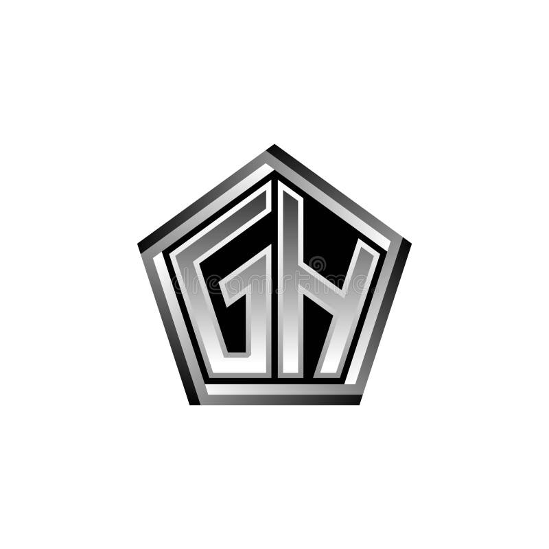 GH Logo Monogram Silver Geometric Modern Design Stock Vector ...