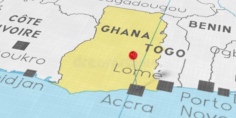 Ghana, Accra - Push Pin on Political Map Stock Illustration ...