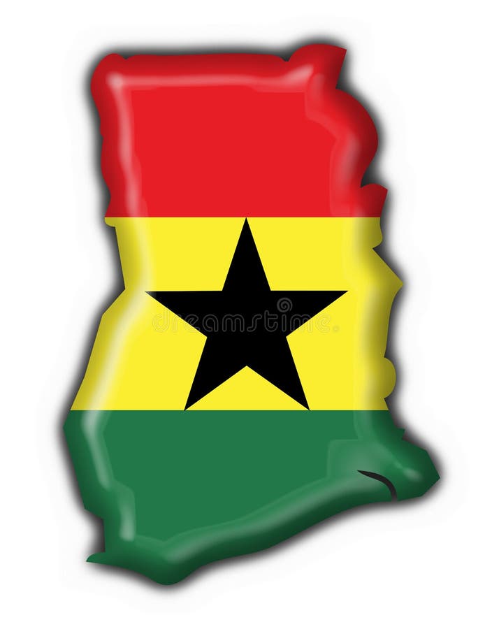 Ghana Button Flag Map Shape Stock Illustration - Illustration of round ...