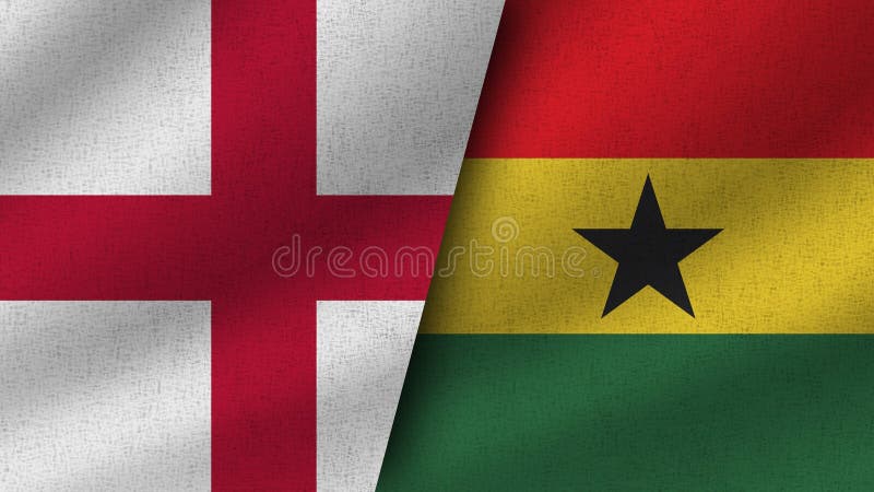 Ghana and England Realistic Two Flags Together Stock Illustration ...