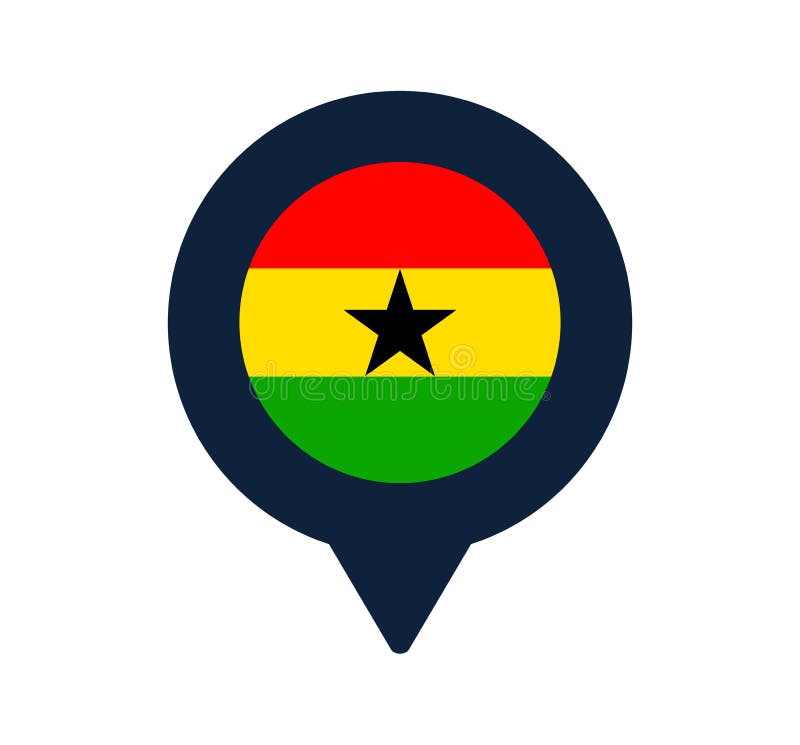 Ghana Flag and Map Pointer Icon. National Flag Location Icon Vector ...