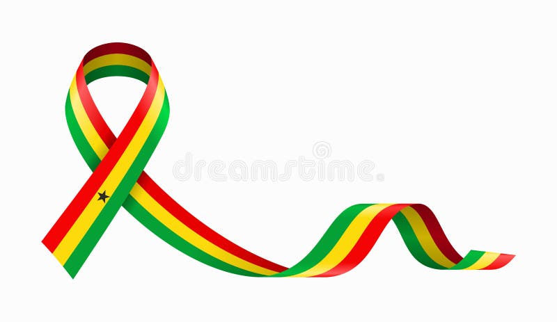 Ghana Flag Stripe Ribbon Wavy Background Layout. Vector Illustration ...