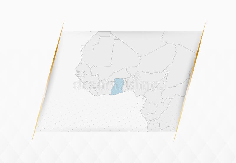 Ghana Map in Blue with Gold Framed Accents. Modern Vector Map of Ghana ...