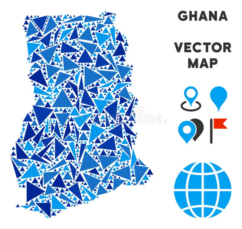 Blue Triangle Ghana Map stock vector. Illustration of organized - 120978846