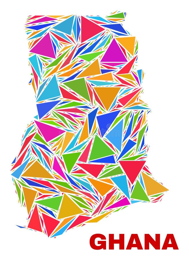 Ghana Map - Mosaic of Color Triangles Stock Vector - Illustration of ...