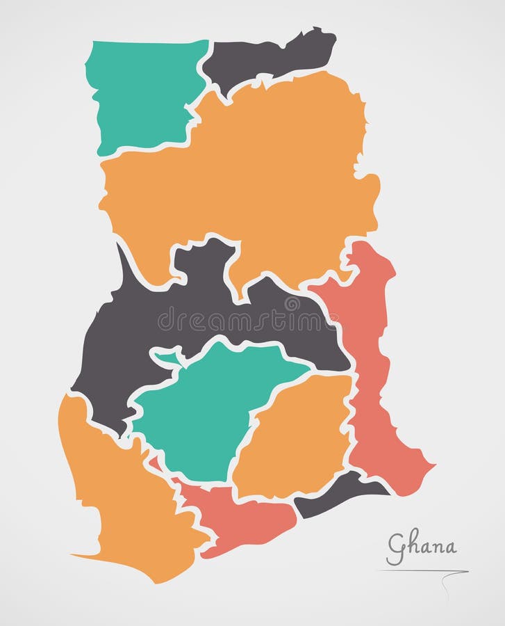 Ghana Map With Administrative Divisions. Stock Vector - Illustration of ...
