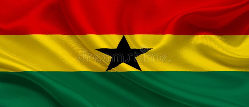 Ghana National Flag Textile Fabric Waving. Stock Image - Image of ...